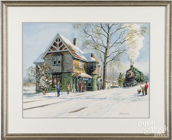 Robert Goodier | Robert Goodier watercolor winter landscape | MutualArt