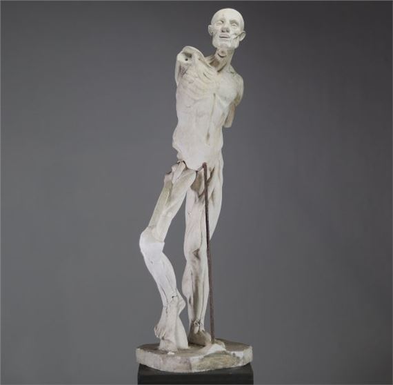 Jean-Antoine Houdon | Large academic écorché in plaster | MutualArt