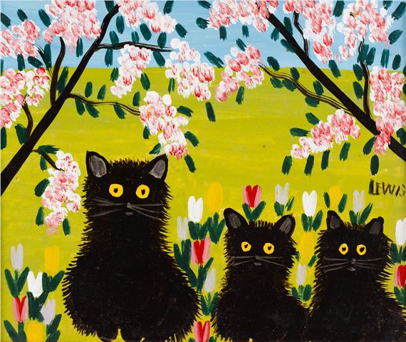 Maud Lewis | THREE BLACK CATS 1966 The well-preserved painting - an ...