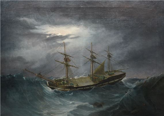 Joseph Heard | Barque Ship in Distress in a Moonlit Storm (2007 ...