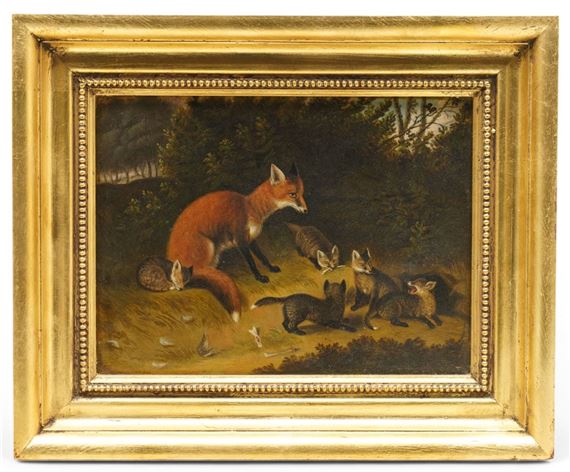 Samuel Raven | A Vixen and her Cubs by their Woodland Den | MutualArt