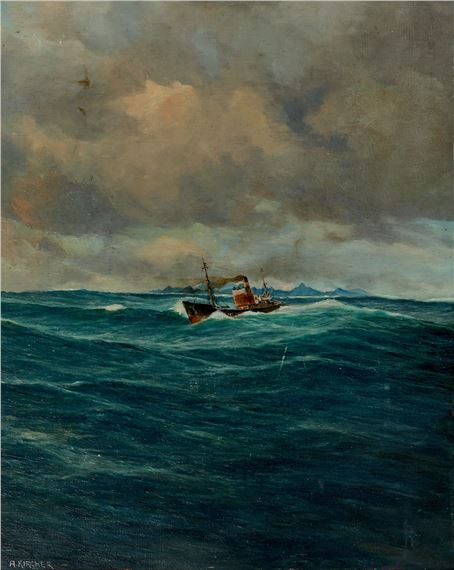 Alexander Kircher | Dampfschiff in schwerer See | MutualArt
