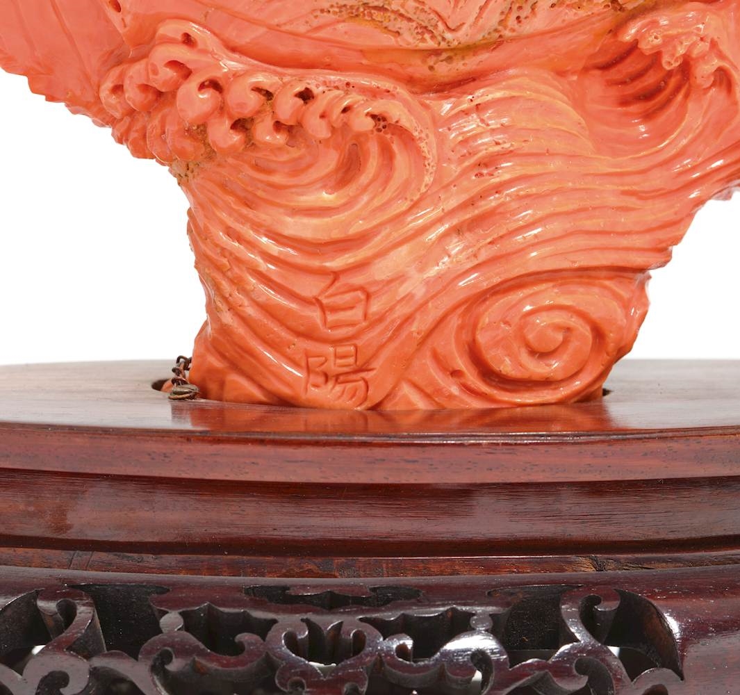 Chinese School, 20th Century | Red coral carving of the Seven Lucky ...