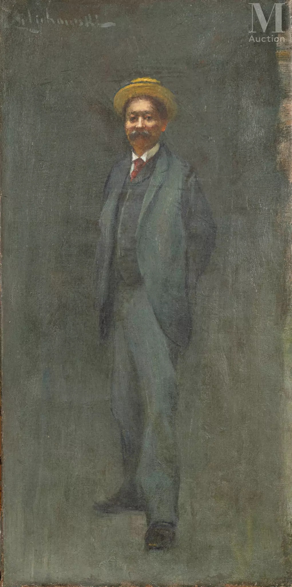 Leopold Pilichowski | Portrait d’homme au chapeau (1869) | MutualArt