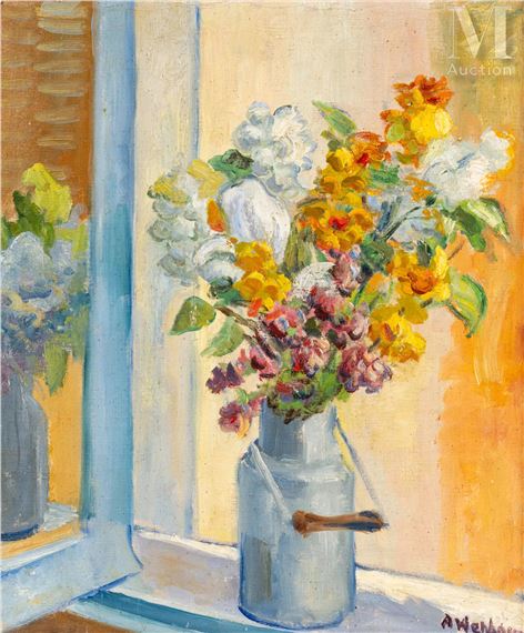 Abraham Weinbaum | Bouquet à la fenêtre (1890) | MutualArt