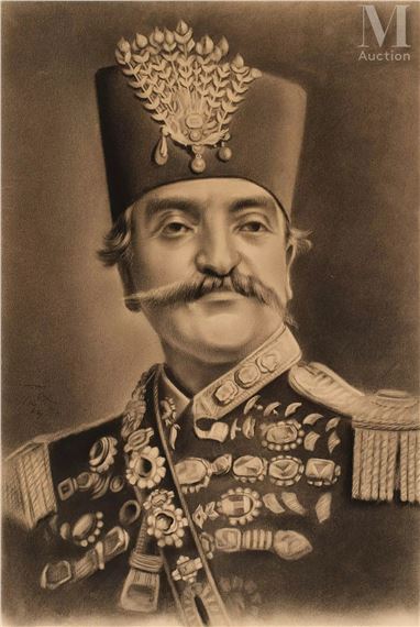 Dust `ali Khan | Portrait de Nasser al-Din Shah Qajar (r. 1848-96 ...