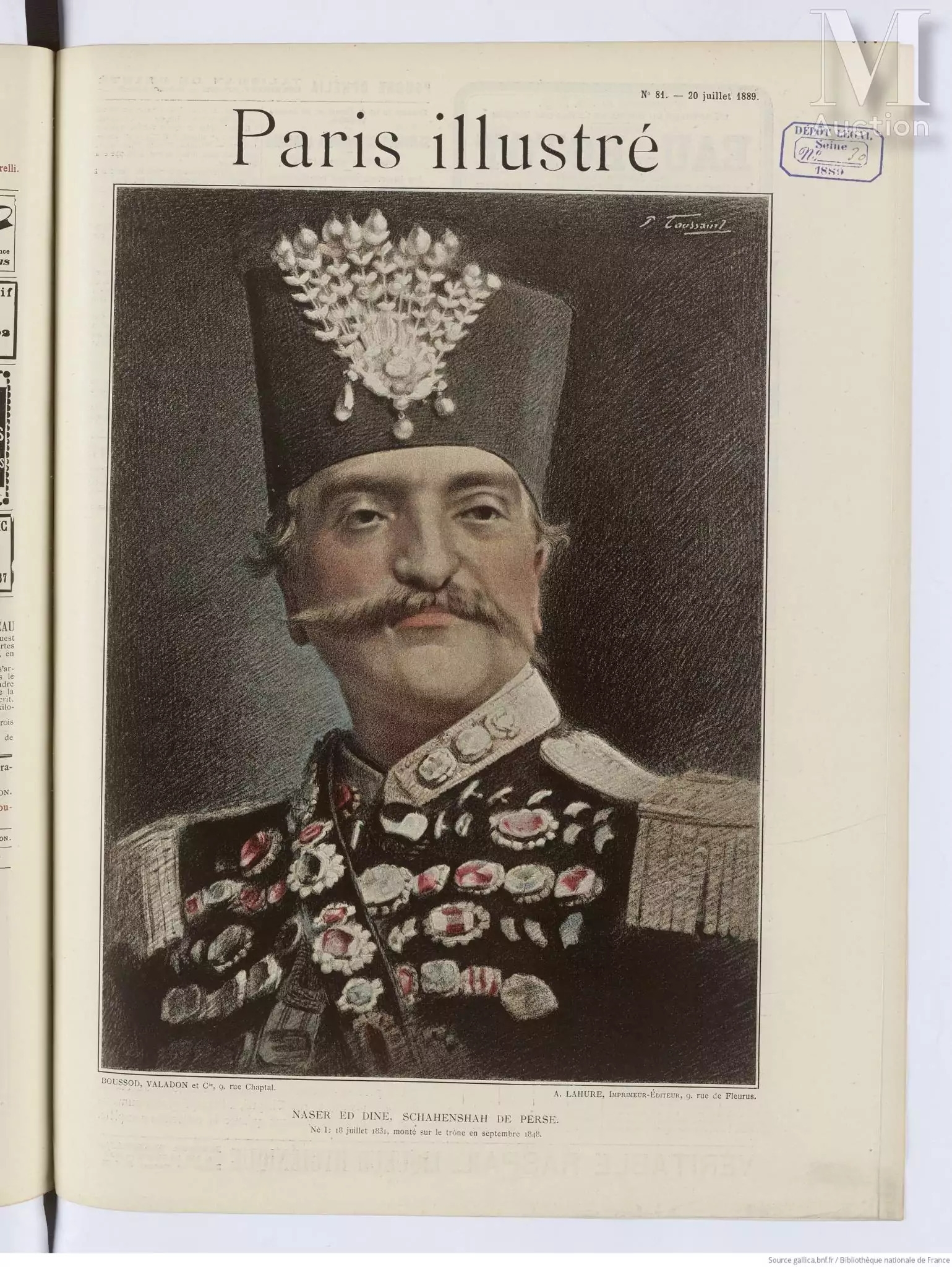 Dust `ali Khan | Portrait de Nasser al-Din Shah Qajar (r. 1848-96 ...