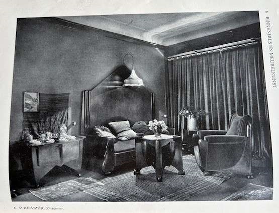 Piet Kramer | An Amsterdam School oak and mahogany wall sofa for A.M ...