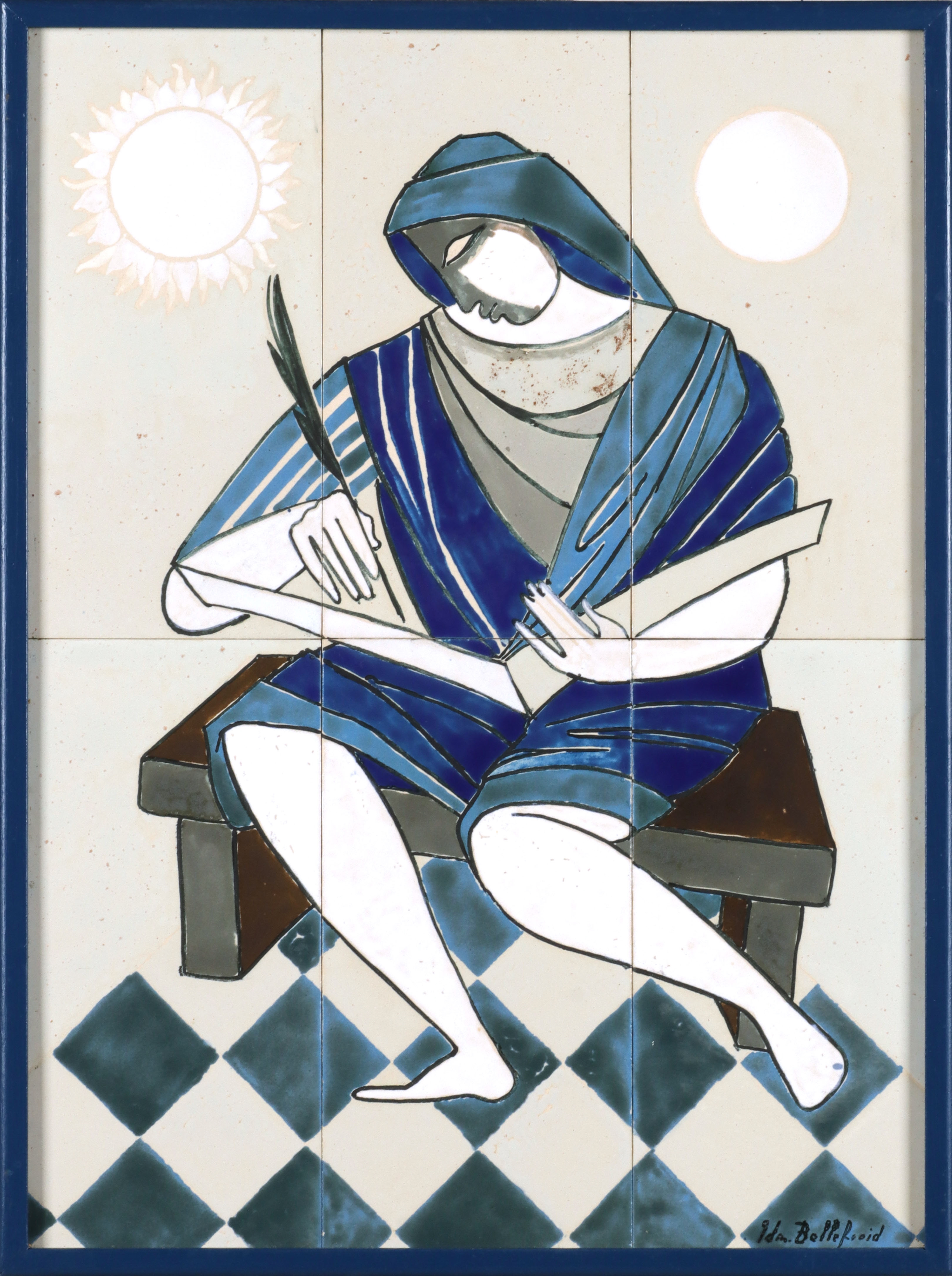 Edmond Bellefroid | Tegeltableau met schrijvende dame, Edmond ...