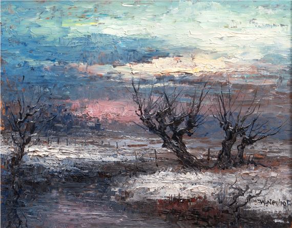Walthère Joseph Neuhof | Winters landschap met knotwilgen | MutualArt
