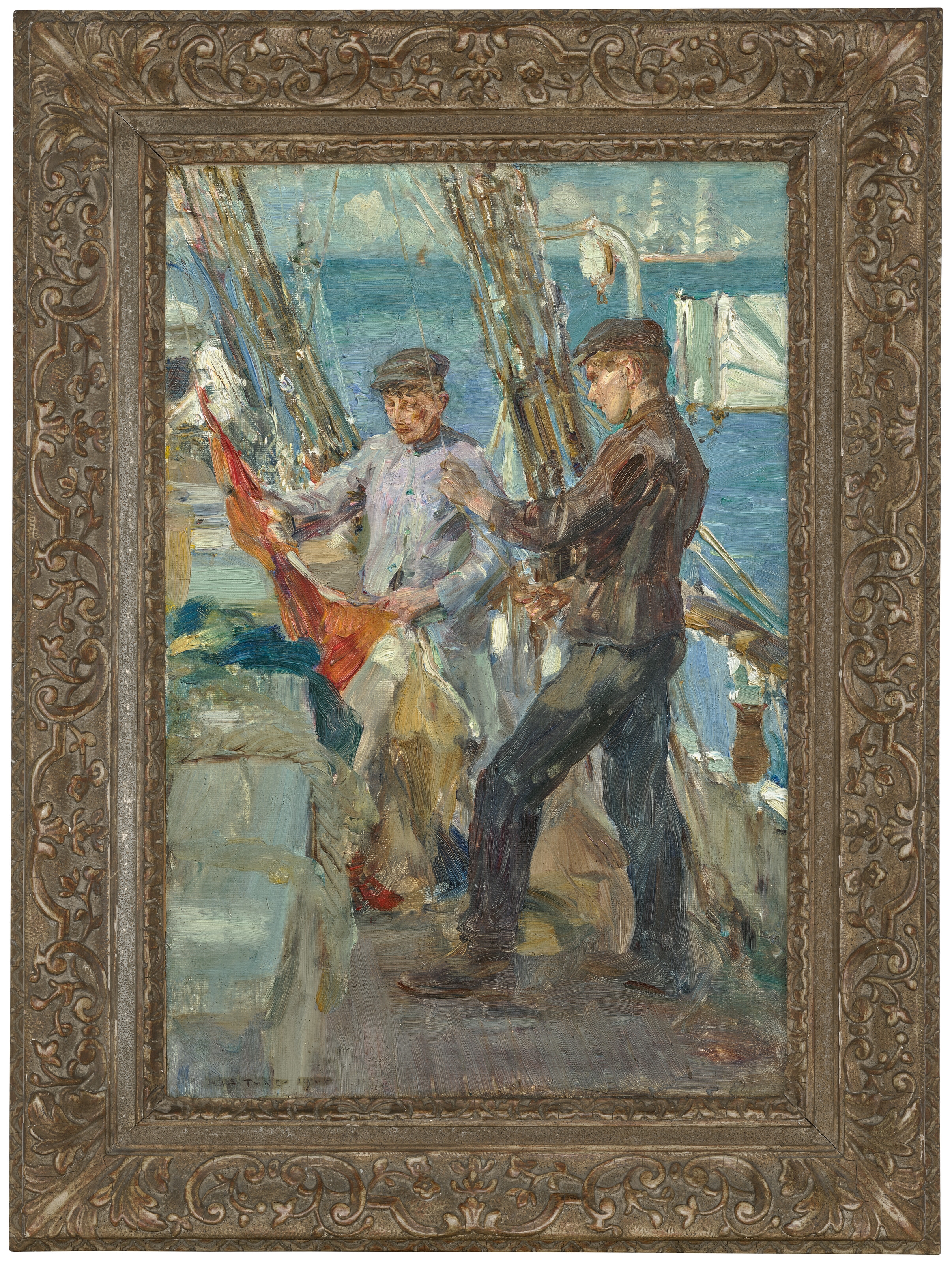 Henry Scott Tuke | Hoisting signals (1905) | MutualArt