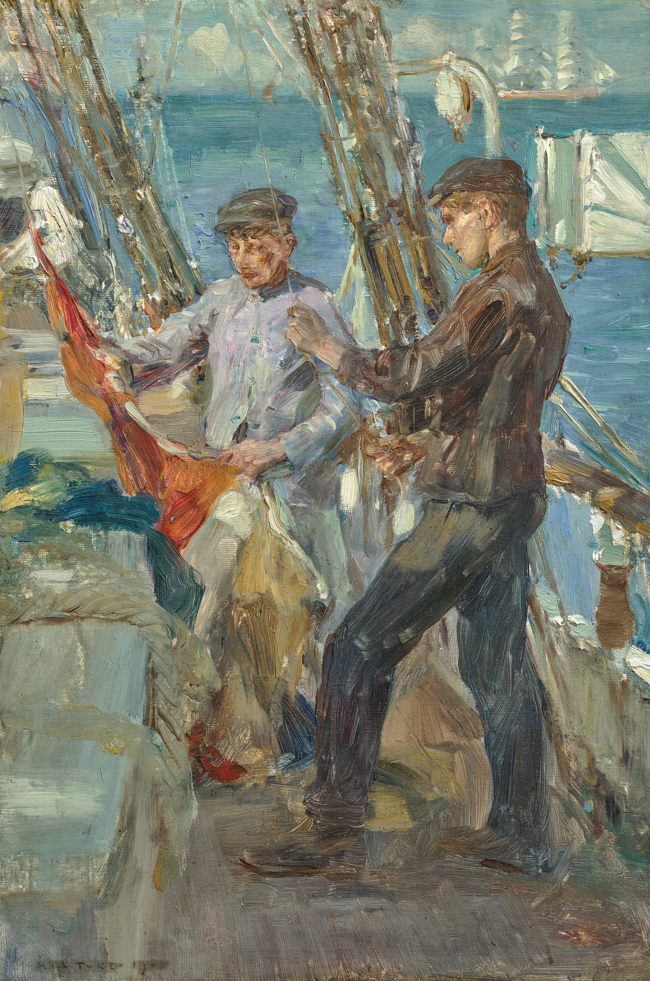 Henry Scott Tuke | Hoisting signals (1905) | MutualArt