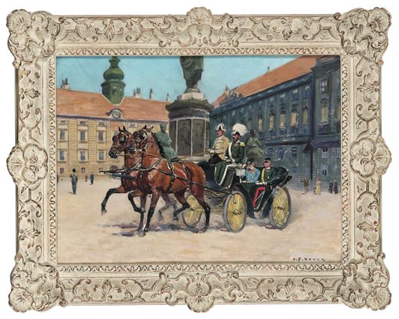 Carl Franz Bauer | Emperor Franz Joseph I in a carriage | MutualArt