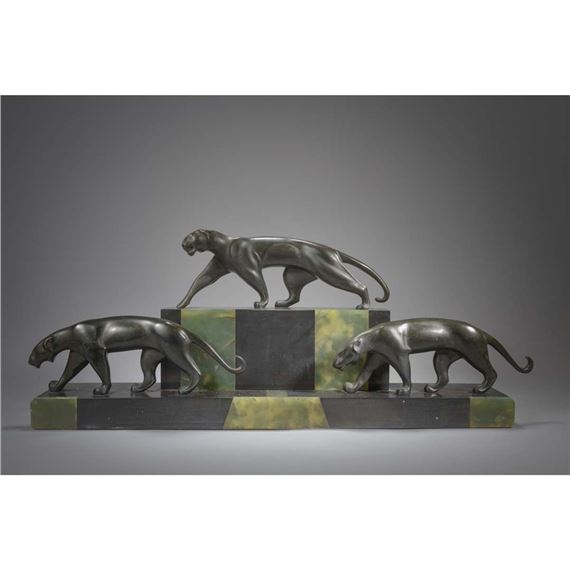 Michel Decoux | THREE PANTHERS (Circa 1920) | MutualArt