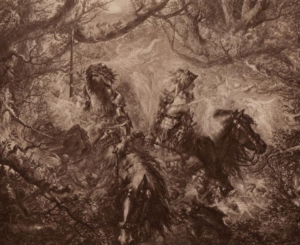 Sir John Gilbert | John GILBERT Antique Print The Enchanted Forest ...