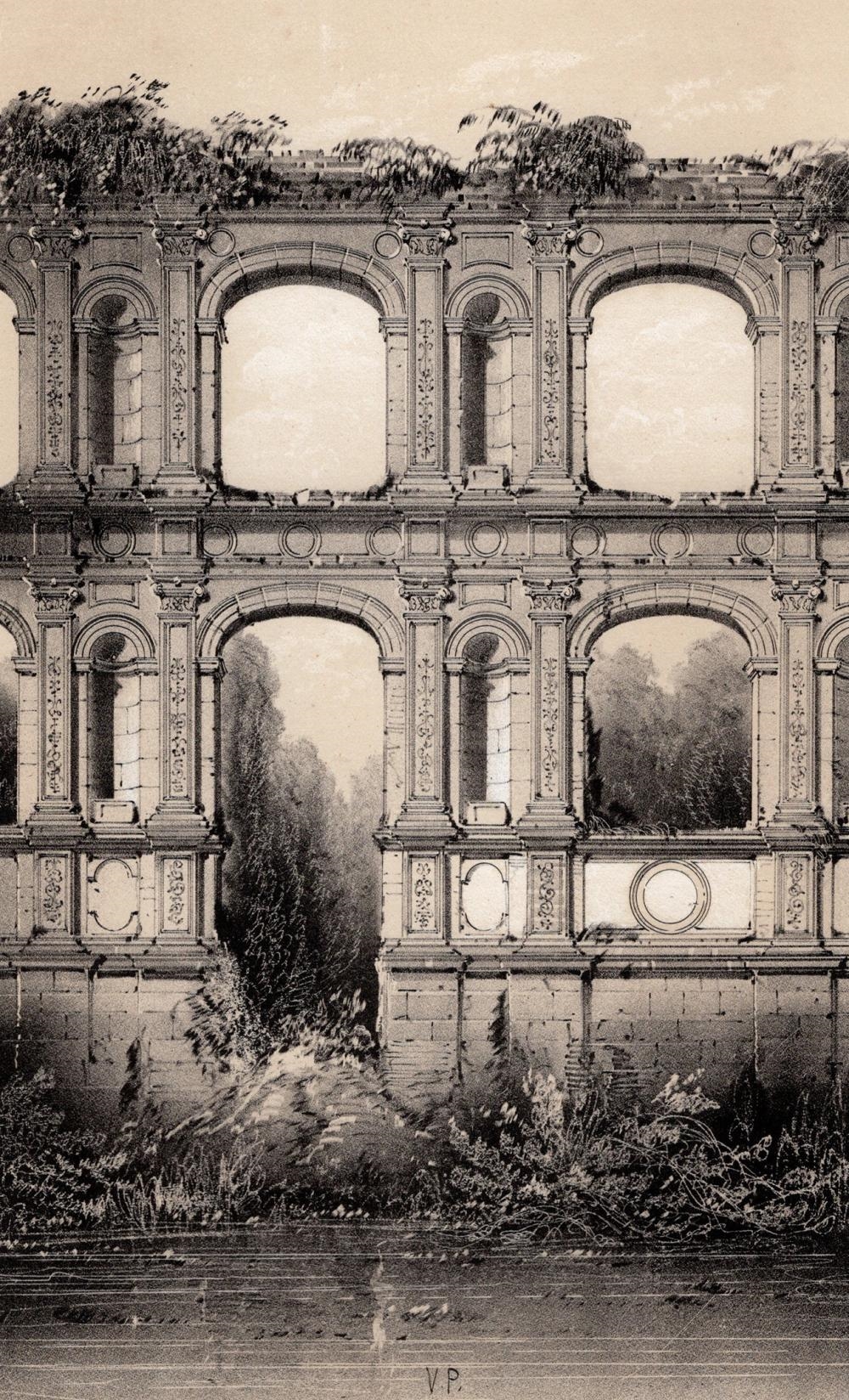 Victor Petit | ORIGINAL Victor Petit 1800s Lithograph Chateau en Ruine ...