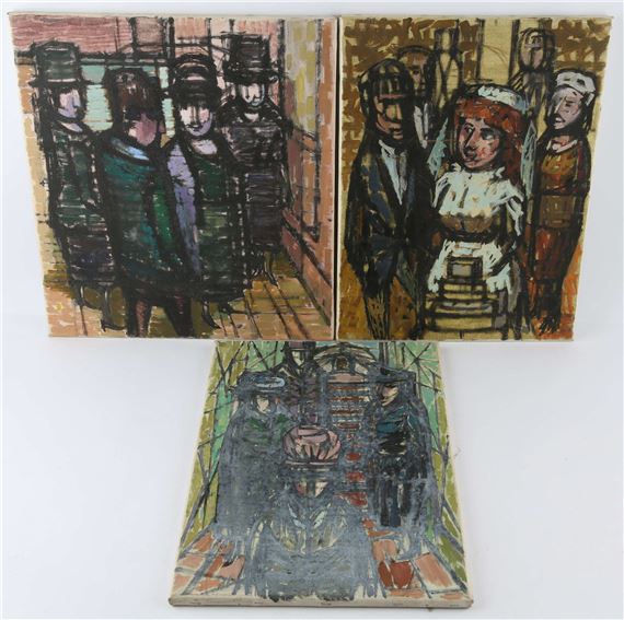 Ida Cooke | a group of three oil on canvas paintings featuring figures ...