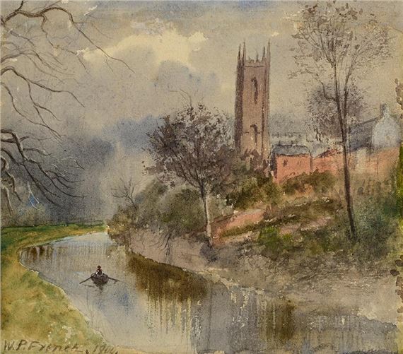 William Percy French | Rowing Past a Church (1900 (1900) | MutualArt