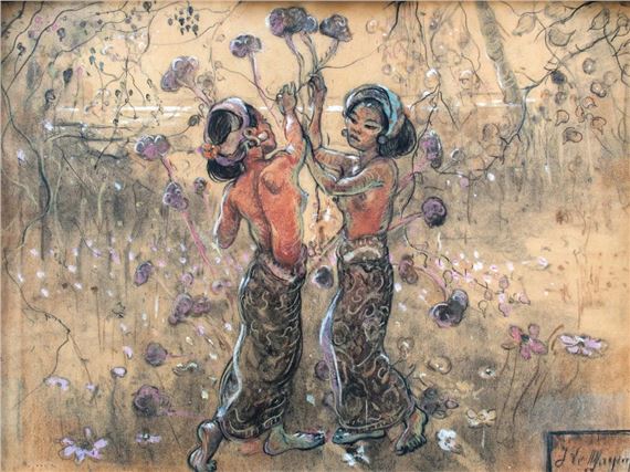 Adrien Jean Le Mayeur de Merprés | Two Balinese Maidens In A Garden | MutualArt