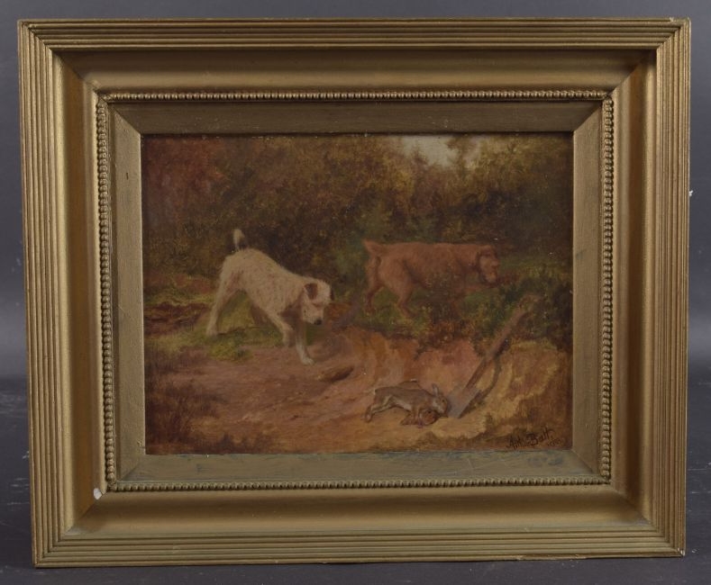 Arthur Batt | Terriers rabbit hunting (1901) | MutualArt
