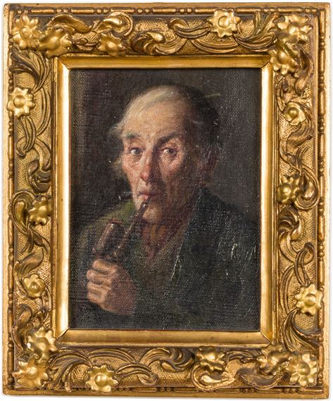 Konstantin Stoitzner | Portrait of an Old Man with Pipe | MutualArt