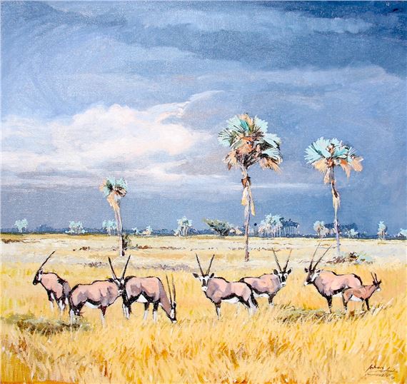 Johan Grobler | ORYX AND PALMS (1) | MutualArt