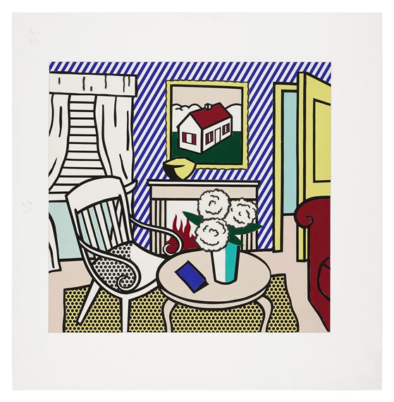 Roy Lichtenstein | Interior with Painting of House (Study (1997 ...