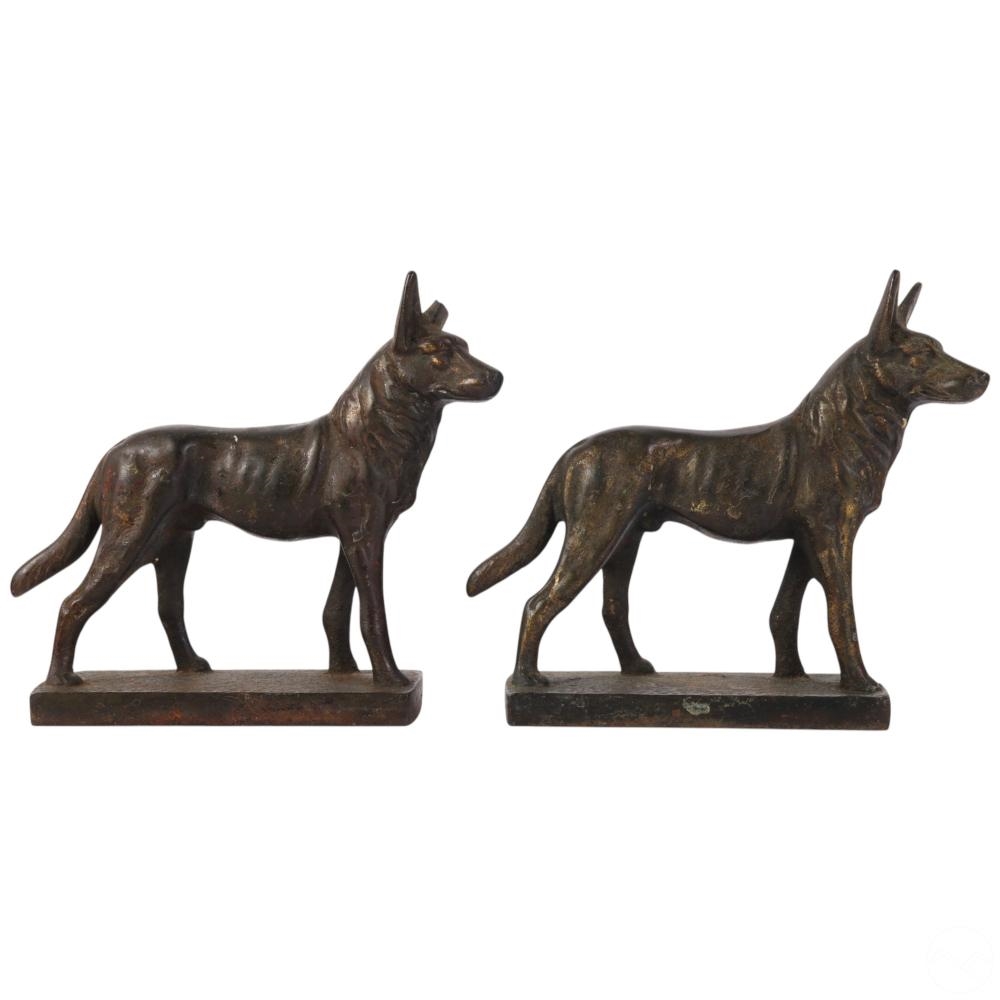 J.B. Hirsch | JB Hirsch & Cast Iron Shepard Dog Bookend 4pc LOT | MutualArt