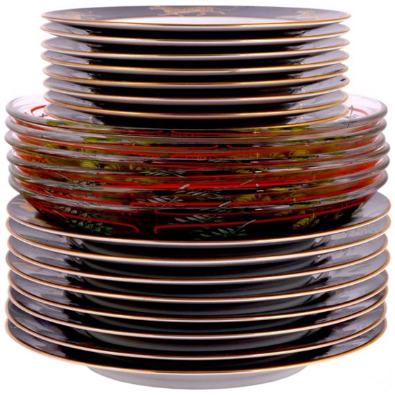 Lynn Chase | Lynn Chase Porcelain Glass Jungle Plate 22pc SET | MutualArt