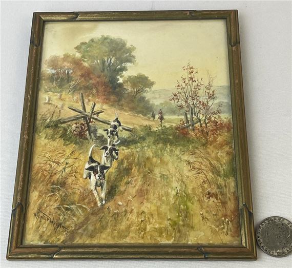 Wilfred Davison | Fox Hunting Scene 1905 Watercolor Painting FRAMED ...