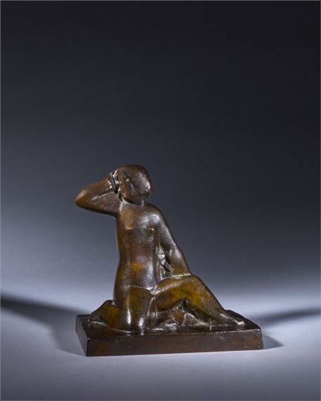 Joseph Csaky | Woman kneeling on the ground (one hand behind her head ...