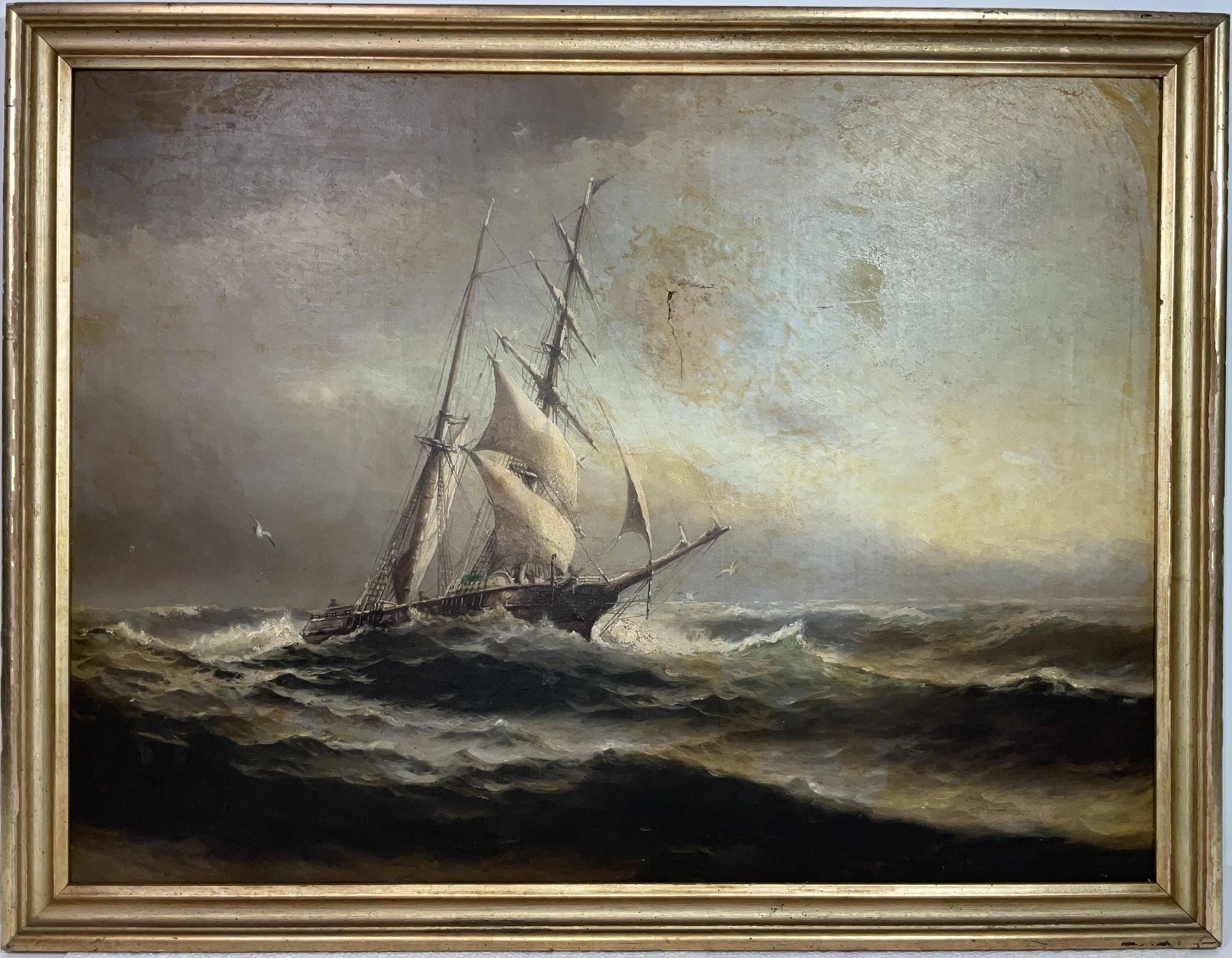 Theodore Victor Carl Valenkamph | Brigantine under shortened sail in ...
