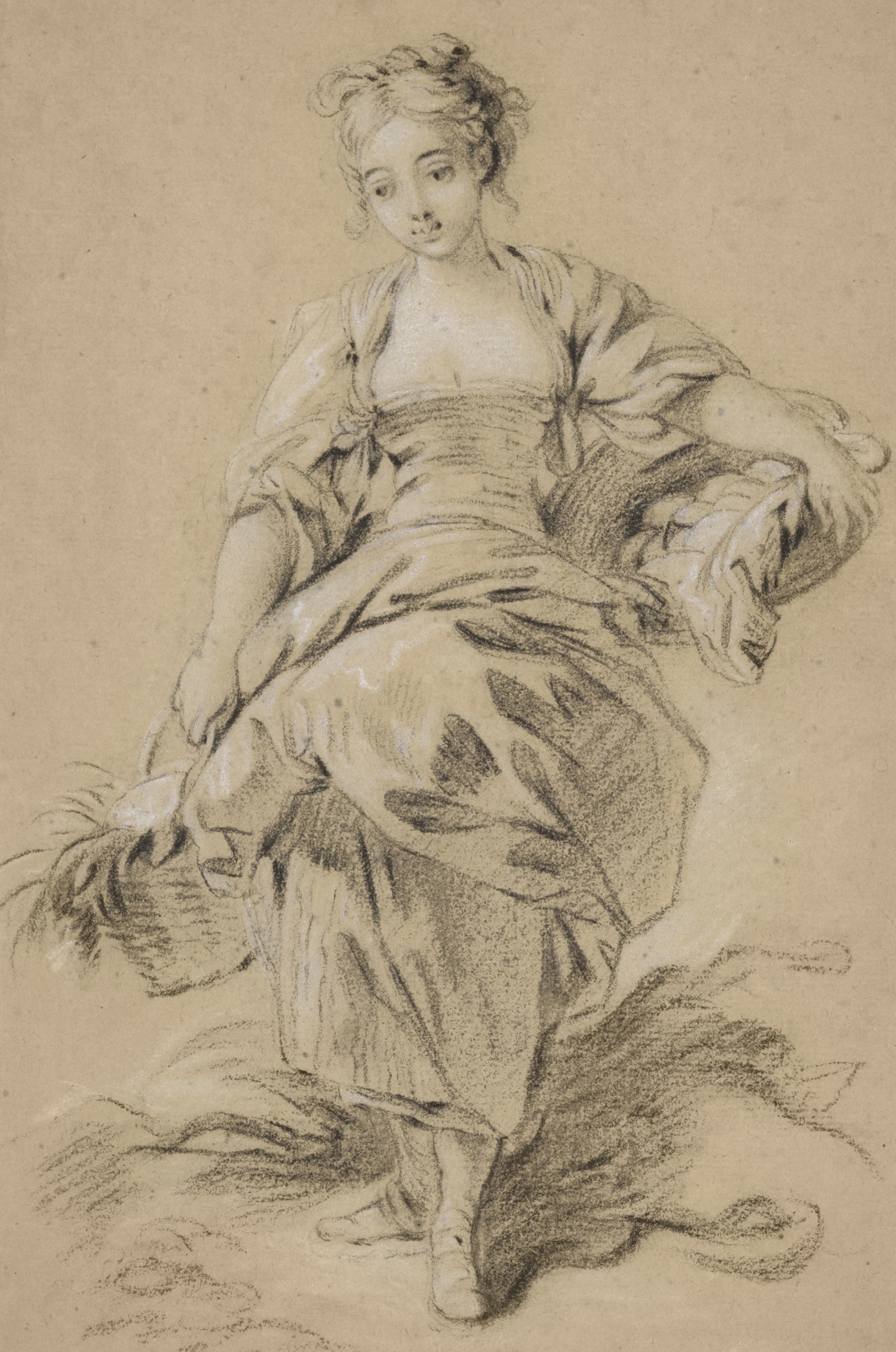 François Boucher | A peasant girl carrying a basket | MutualArt