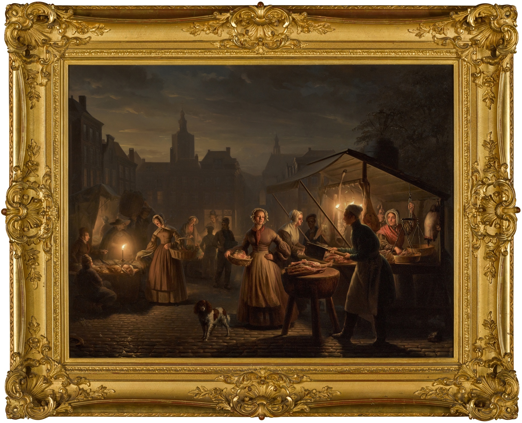 Petrus Van Schendel | The main square in the Hague in the evening (19th ...