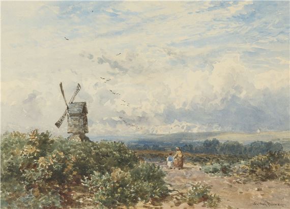 Harry Sutton Palmer | Figures on a path by a windmill | MutualArt