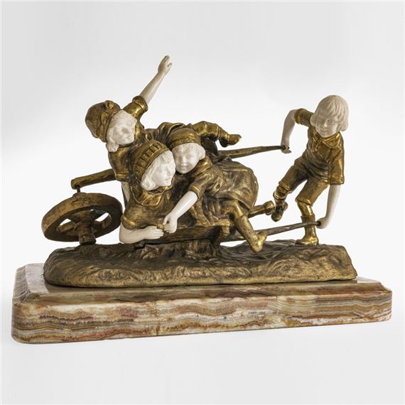 Demétre H. Chiparus | children in a wheelbarrow (Circa 1925) | MutualArt