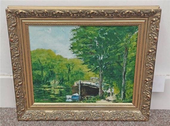 William Foreman | boat at river bank side | MutualArt