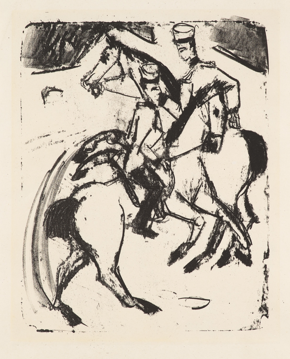 Ernst Ludwig Kirchner | Zwei reitende Artilleristen (1916) | MutualArt