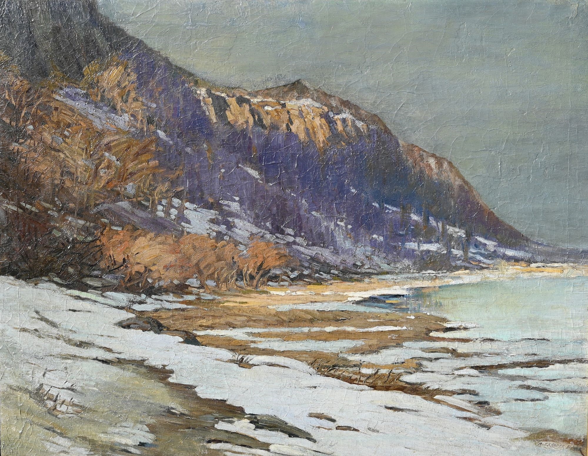 Alexander Bower | New England winter landscape painting | MutualArt