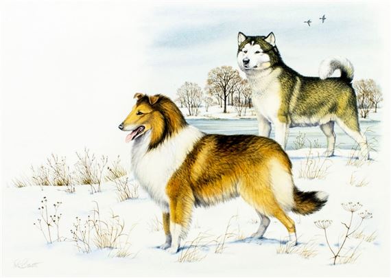Peter Barrett | Dogs - Alaskan Malamute, American Collie (1984) | MutualArt