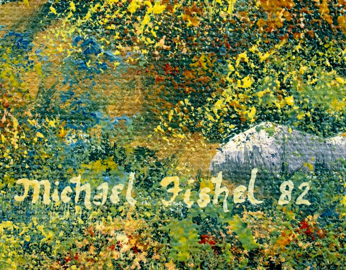 Michael Fishel | Autumn River Landscape with Swans (1982) | MutualArt