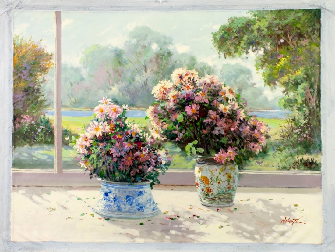 Robert Lui | Still Life with Vases of Flowers | MutualArt