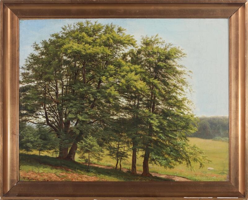 Wilhelm Ferdinand Xylander | Landscape at summertime with tall trees ...