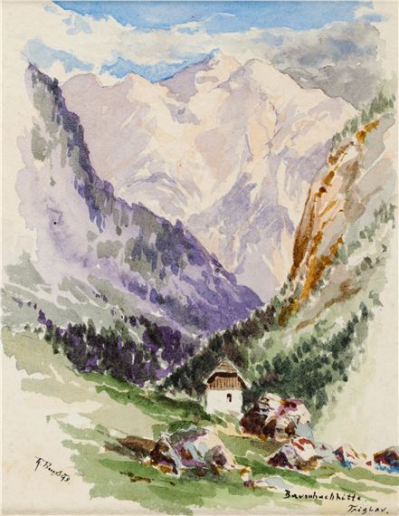 Rudolf Preuss | Die Baumbach-Hütte mit Triglav | MutualArt
