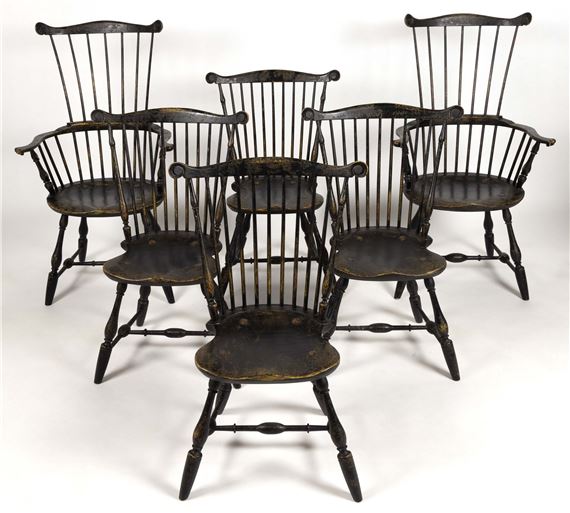 William Wallick | WINDSOR-STYLE COMB-BACK DINING CHAIRS | MutualArt