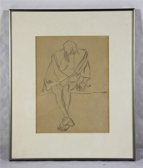 Rudolf Karrmann | Sitzenden Gestalt mit Umhang | MutualArt