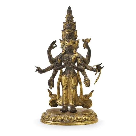 Sino-tibetan School Xviii Century | A GILT-BRONZE FIGURE OF ELEVEN ...
