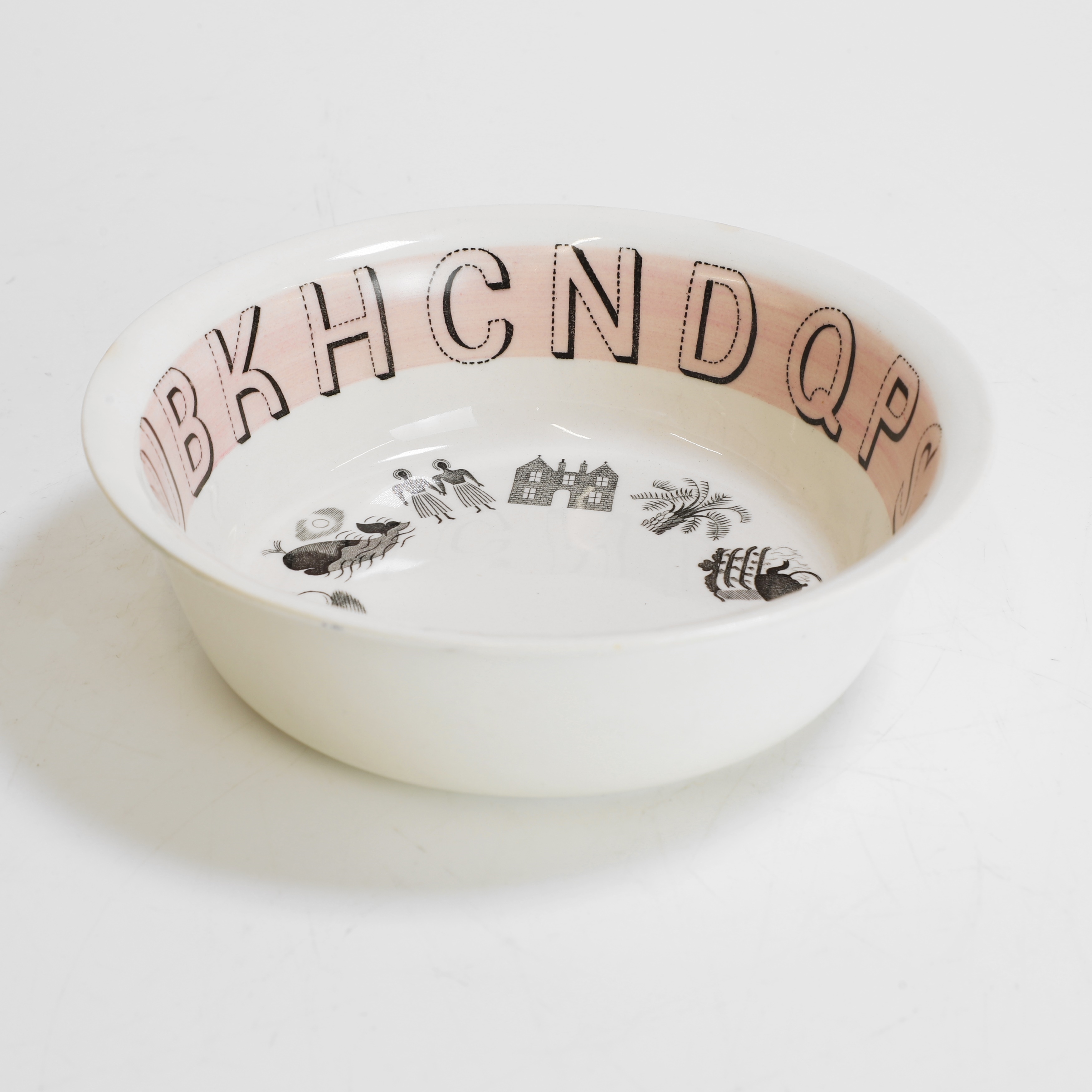Eric Ravilious | a pink Alphabet porridge bowl | MutualArt