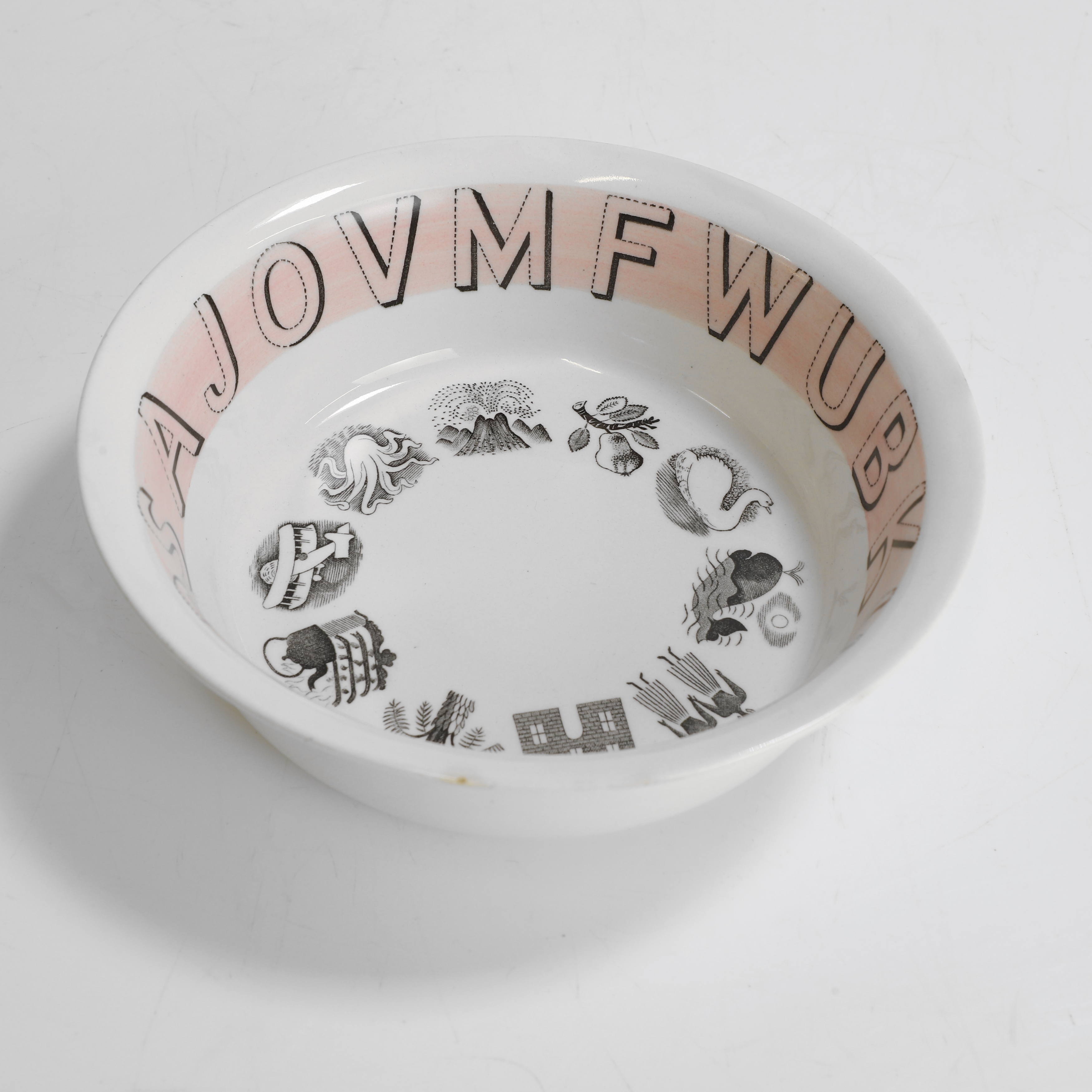 Eric Ravilious | A pink 'Alphabet' porridge bowl | MutualArt