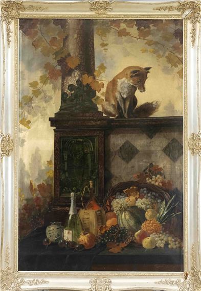 Max Otto Beyer | Stillleben mit Wein und versch. Früchten (1888 ...